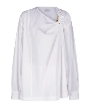 Dries Van Noten Long Sleeve Shirt With Asymmetrical Neckline And Embellishment