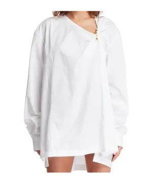 Dries Van Noten Long Sleeve Shirt With Asymmetrical Neckline And Embellishment