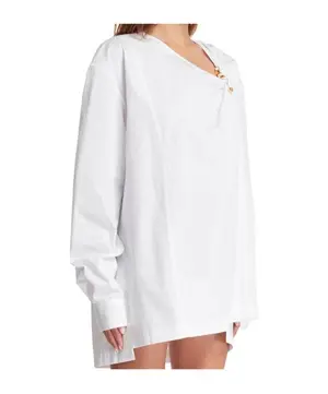 Dries Van Noten Long Sleeve Shirt With Asymmetrical Neckline And Embellishment