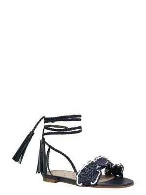 Red Valentino Straw Sandals With Fringed Edge