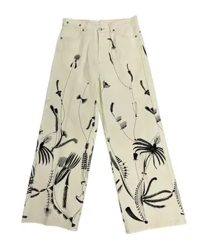 Dries Van Noten Printed Denim Trousers - Nude