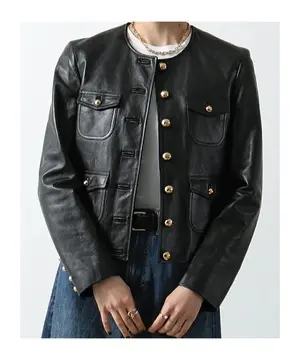 Celine Single-breasted Leather Jacket With Triomphe Buttons - Black