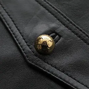 Celine Single-breasted Leather Jacket With Triomphe Buttons - Black