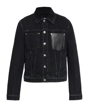 LANVIN Logo Embossed Denim Jacket - Black