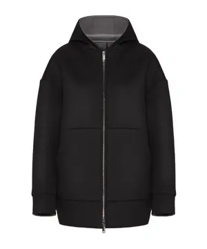 Valentino Garavani Zip-up Drop Shoulder Hoodie - Black