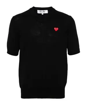 Play Comme Des Garcon Comme Des Garçons Play V-neck Short Sleeved Jumper - Black