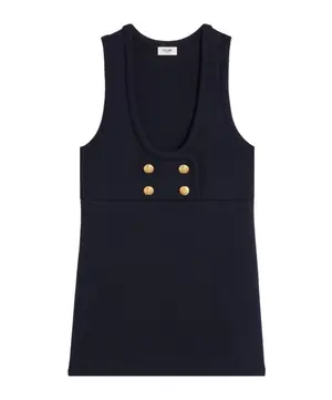 Celine Tunic Mini Dress In Interlock Wool - Navy