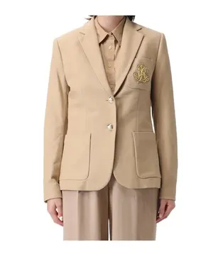 Ralph Lauren Logo Embroidered Tailored Blazer - Nude