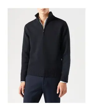 Loro Piana High-neck Quarter Zip Sweater - Black