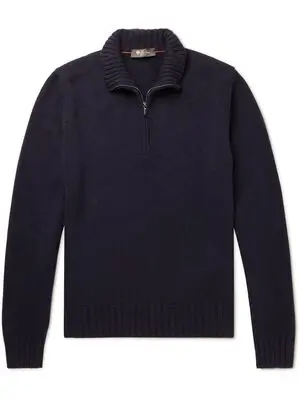 Loro Piana High-neck Quarter Zip Sweater - Black