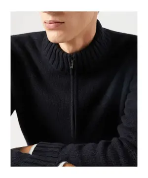 Loro Piana High-neck Quarter Zip Sweater - Black
