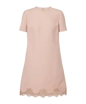 Valentino Garavani Crew Neck Lace-trim Mini Dress