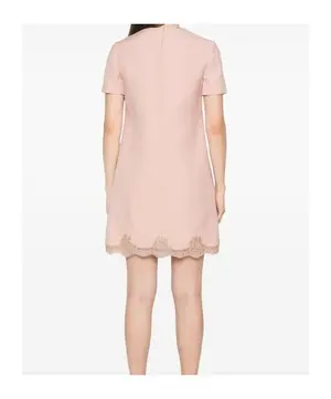 Valentino Garavani Crew Neck Lace-trim Mini Dress