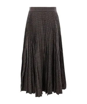 Balenciaga Checkered Pleated Skirt