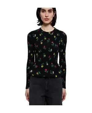 Balenciaga Floral Print Long Sleeve Top