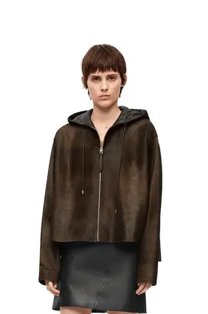 Loewe Hooded Jacket In Hairy Calfskin