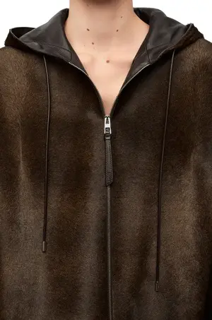 Loewe Hooded Jacket In Hairy Calfskin
