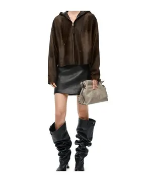 Loewe Hairy Calfskin Hooded Jacket