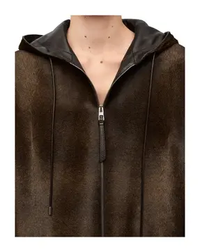 Loewe Hairy Calfskin Hooded Jacket