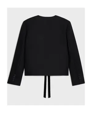 Celine Chelsea Cardigan In Flannel Cashmere With Bow Detail