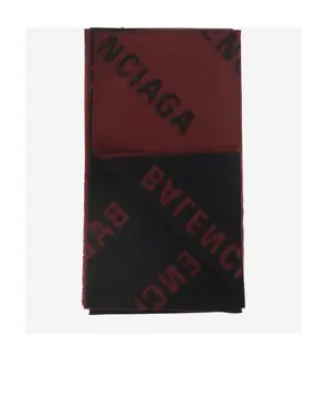 Balenciaga Brushed Wool-knit Logo Scarf