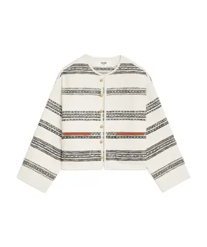 Celine Baja Cardigan In Striped Tweed