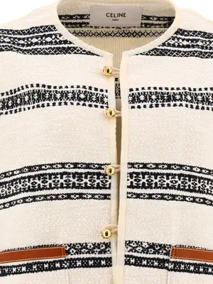Celine Baja Cardigan In Striped Tweed