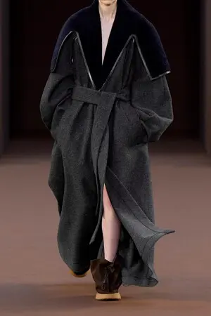 Loewe Wool Coat With Shearling Collar And Belt