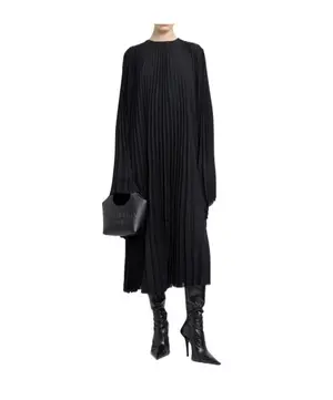 Balenciaga Pleated Wide-sleeve Maxi Dress - Black