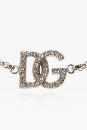 Dolce & Gabbana Crystal Embellished Logo Charm Bracelet