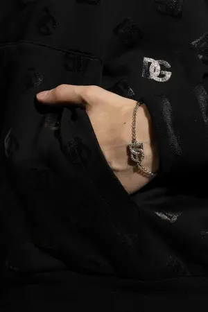 Dolce & Gabbana Crystal Embellished Logo Charm Bracelet