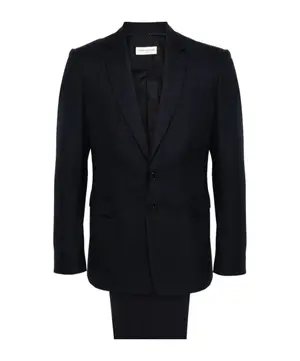 Dries Van Noten Long-sleeved Coat Belt Ring Trousers Suit