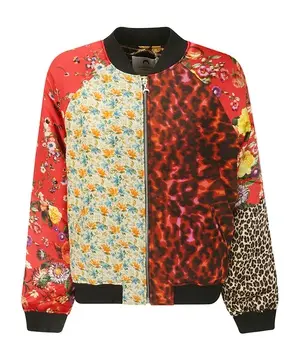 MARINE SERRE Regenerated Silk Scarves Bomber Jacket - Red