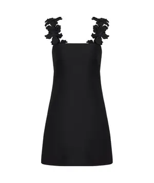 Valentino Garavani Crepe Couture Sleeveless Mini Dress With Floral Appliqu