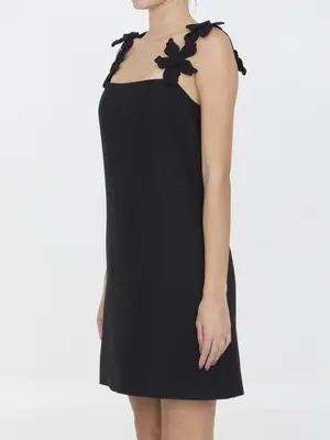 Valentino Garavani Crepe Couture Sleeveless Mini Dress With Floral Appliqu