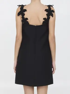 Valentino Garavani Crepe Couture Sleeveless Mini Dress With Floral Appliqu