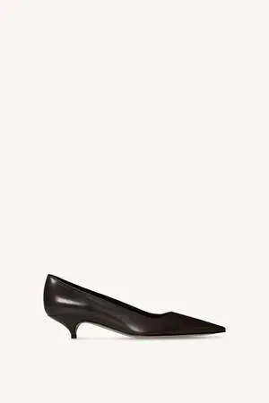 THE ROW Liisa Kitten Heel Pumps - Lacquer Brown