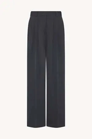 THE ROW The Row Daniela Pleated Wool Twill Wide Leg Pants Charcoal