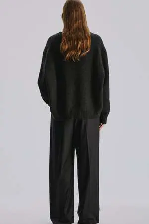 THE ROW Daniela Pleated Wool Twill Wide Leg Pants - Dark Navy