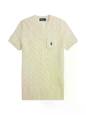 Polo Ralph Lauren Cable-knit Chest-pocket Short-sleeve Sweater - Neutrals