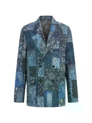 R13 Patchwork Double-breasted Blazer - Blue