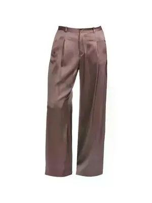 Lapointe Pleated Satin-finish Trousers - Brown