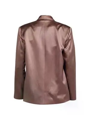 THE SEI Double-breasted Satin Blazer - Brown