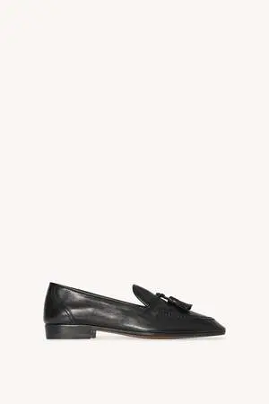 THE ROW Caden Loafer In Grained Calfskin Leather - Black