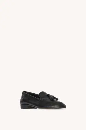 THE ROW Caden Loafer In Grained Calfskin Leather - Black