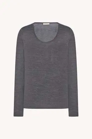 THE ROW Pleno Long Sleeve Sweater - Medium Grey Melange