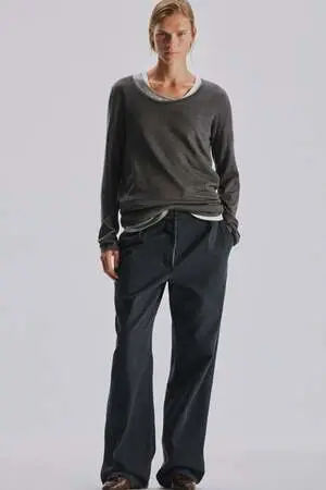 THE ROW Pleno Long Sleeve Sweater - Medium Grey Melange