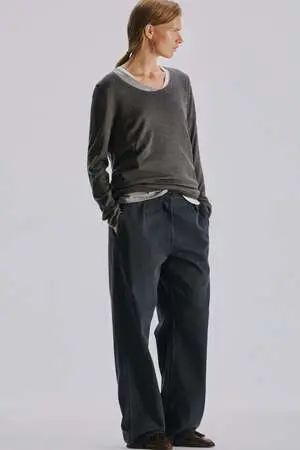 THE ROW Pleno Long Sleeve Sweater - Medium Grey Melange