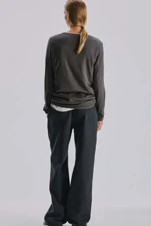 THE ROW Pleno Long Sleeve Sweater - Medium Grey Melange