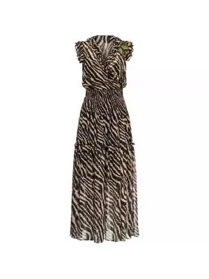 MAISON COMMON Ruffled Zebra-print Silk Maxi Dress